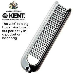 Kent KFM4 Anti Static Hair Brush Styling Brush Folding Brush Small Hair Brush for Men Daily Grooming using Mens Styling Products. Mini Hairbrush Anti Static for Hair Frizz Free Brush Made in England