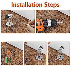 PHITUODA 3 Inch / 75mm Heavy Duty Floor Stop, Door Stopper Stainless Steel Brushed Nickel - Pack of 2