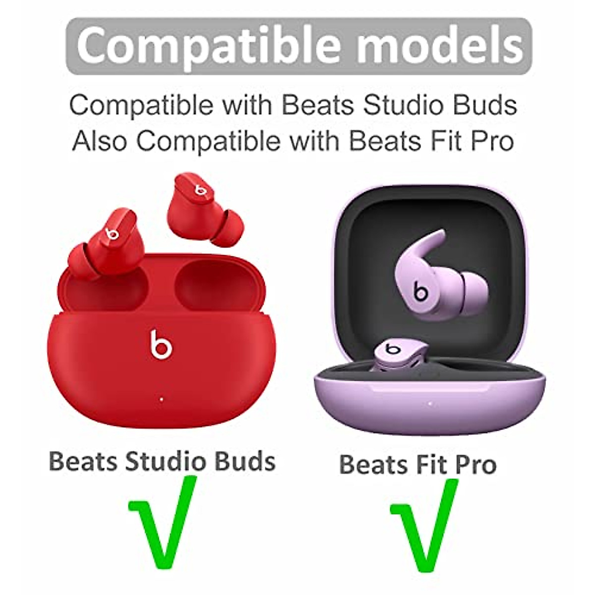 6 Pairs Double Flange Compatible with Beats Studio Buds/Fit Pro Ear Tips, S/M/L Replacement Noise Isolation Silicone Eartips Earbuds Fit in Case for Beat Studio Buds - 2 Flange Black