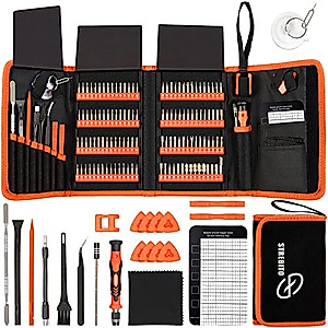 STREBITO Precision Screwdriver Set 142-Piece Electronic Repair Tool Kit with Torx T5 T6 T8 T15, Triwing Y000, Star P5, Gamebit, Tech Toolkit for Computer, Laptop, iPhone, Nintendo, PS5, Ring, Orange