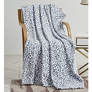 Noble House by Décor&More Extra Heavy and Plush Oversized Throw Blanket (50" x 70") - Grey&White Leopard