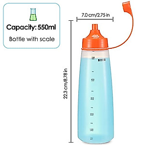 Condiment Squeeze Bottle Wide Mouth, Ondiomn 3 Pack 550ml Empty Reusable Squeeze Bottles for Honey,Batter,Catsup,Onion,Resin,Baking,Expoxy,Relish, BPA Free-Food Grade