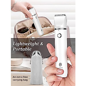 Cayzor Bikini Trimmer and Shaver for Women - 2-in-1 Wet/Dry Electric Body Hair Trimmer Cordless Waterproof Facial Hair Removal Shaver Razor for Painless Trimming of Pubic Face Underarm Legs (White)