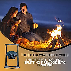 MCC Log Splitter with Hammer, Cast Iron Wood Splitter, Durable Wedge Kindling Cutter, Kindling Splitting for Firewood, Manual Log Splitter Comes with Safety Tools (Work Glasses and Gloves)