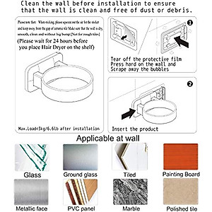 Hair Dryer Holder Wall Mounted, Bathroom Hair Dryer Holder, Self Adhesive Blow Dryer Holder Rack for Hair Dryer, Compatible with Most Hair Dryers