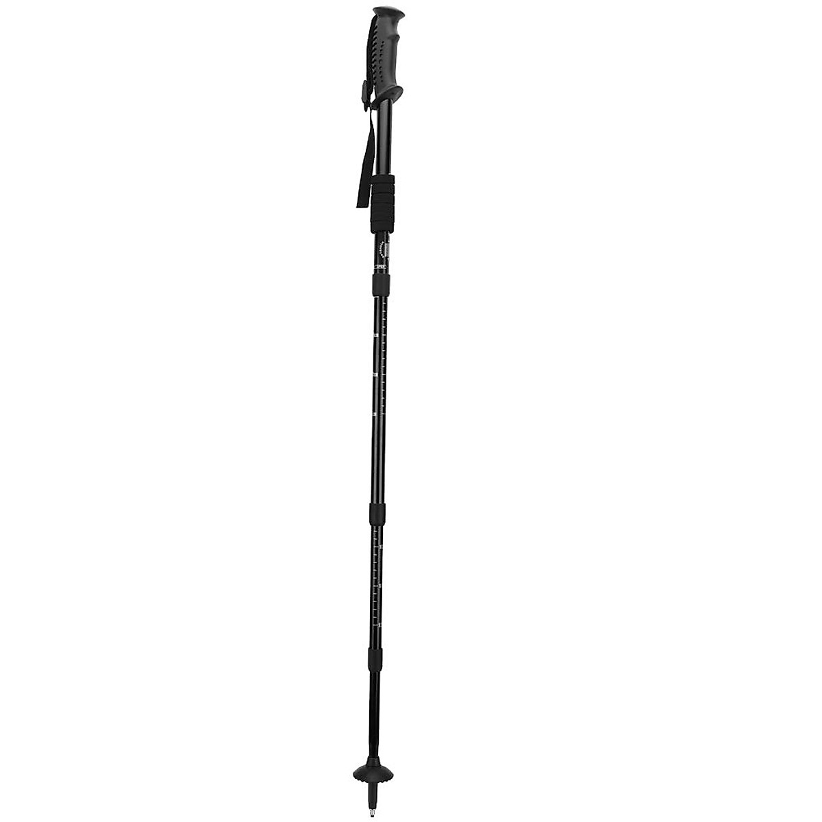 Walking Treking Pole for Outdoors Aluminium Alloy 4-Sections Walking Stick Alpenstock Suspension Straight Handle Trekking Pole (Black)