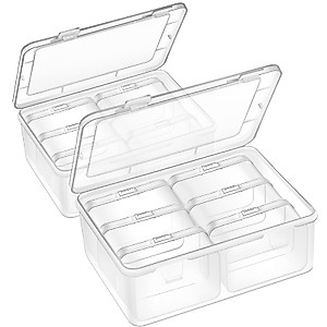 Mathtoxyz Small Bead Organizers and Storage, Clear Bead Storage Containers Rectangle Bead Holder Plastic Cases Transparent Boxes for Nail DIY Craft Making Jewelry Battery Screw