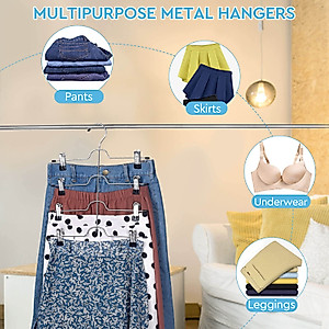 HAODOPSTY 2pcs 4-Tier Skirt Hangers with Clips, Non-Slip Space Saving Pants Hangers, Adjustable Clips & Swivel Hooks, Metal Skirt Hangers for Women