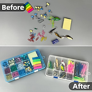 DUOFIRE Plastic Organizer Container Storage Box Adjustable Divider Removable Grid Compartment for Jewelry Beads Earring Tool Fishing Hook Small Accessories(18 grids, White X 2)