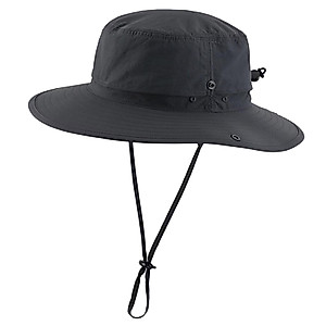 Connectyle Men's Cowboy Sun Hat Wide Brim Fishing Hiking Camping Gardening Hat UV Protection Outdoor Summer Sun Hat Dark Grey