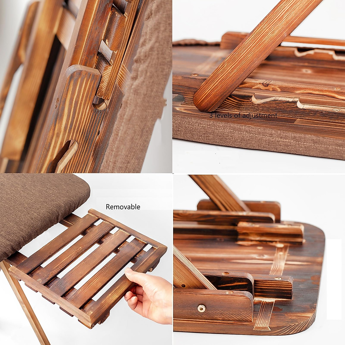 Solid Wood Ironing Board, Home Use, Ironing Rack, Foldable Standard Size, Adjustable Height, with Foam Pad and Cotton Cover, (Small : A)