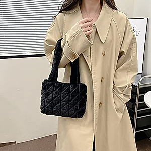 Shoulder Bags for Women Plush Tote Underarm Bags Soft Fluffy Casual Shoulder Handbags