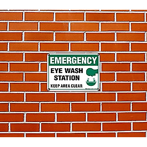(2 Pack) Emergency Sign, Eye Wash Station Sign, Keep Area Clear Sign, 10 x 7 Inches .40 Rust Free Aluminum, UV Protected, Weather Resistant, Waterproof, Durable Ink，Easy to Mount