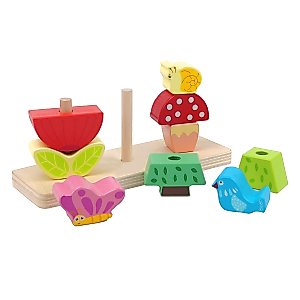 Xylolin Wooden Garden Stacker, Toddler Stacking Toys Garden Blocks, Sorting and Stacking Blocks for Toddlers 1-3, Preschool Early Learning and Educational Toys for Kids