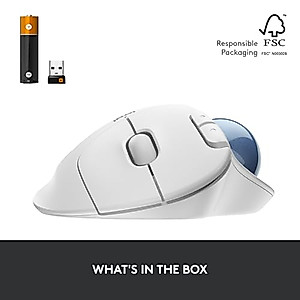 Logitech ERGO M575 Wireless Trackball Mouse - Easy thumb control, precision and smooth tracking, ergonomic comfort design, for Windows, PC and Mac with Bluetooth and USB capabilities - Off White