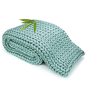 Cottonblue 12lbs Cooling Handmade Knitted Weighted Blanket - Soft, Breathable & Evenly Weighted for Better Sleep, Twin/Full Size 48"x72", Machine Washable, All-Season Comfort