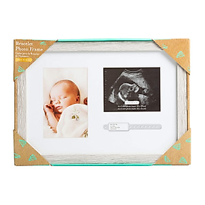 Kate & Milo Rustic Bracelet ID and Sonogram Frame, Rustic Pregnancy Keepsake Picture Frame, Gender-Neutral Nursery Décor