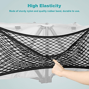 Raynesys Heavy Duty Wagon Cargo Net, Double-Layer Wagon Accessories for Beach Wagons Carts, Elastic Storage Organizer Net with Hook, 31.5in x 14.5in, 2 Pack