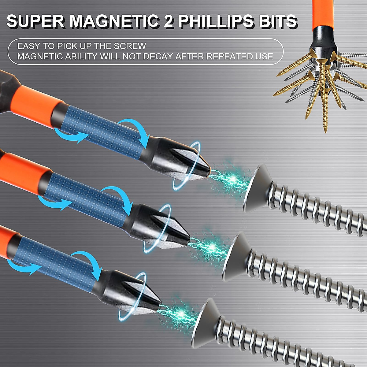 10-Pack Phillips Bits #2 Impact Magnetic 2 Phillips Bits- PH2 Bits Premium S2 Alloy Steel Phillips Head Drill Bits- Phillips Screwdriver Bits (2-Inch Long Phillips Bit Set) 1/4 Hex Shank Screw Bits