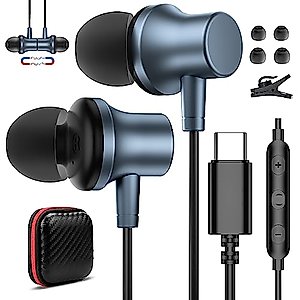 USB C Headphone Type C Earphone Magnetic Wired Earbuds for iPhone 15 Pro Max Samsung A53 A54 Galaxy S23 FE S22 S21 in-Ear Noise Canceling Headset with Microphone for iPad 10 Google Pixel 6a 7a 7 6 8 5