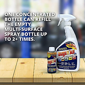 PROSOL WORKS Bugs N' All Bug & Tar Remover for all Vehicles - Multi Surface Cleaner Spray Concentrate 4 oz w/Empty Cleaning Spray Bottle 32 oz - Interior & Exterior Car Cleaner Car Detailing Solution