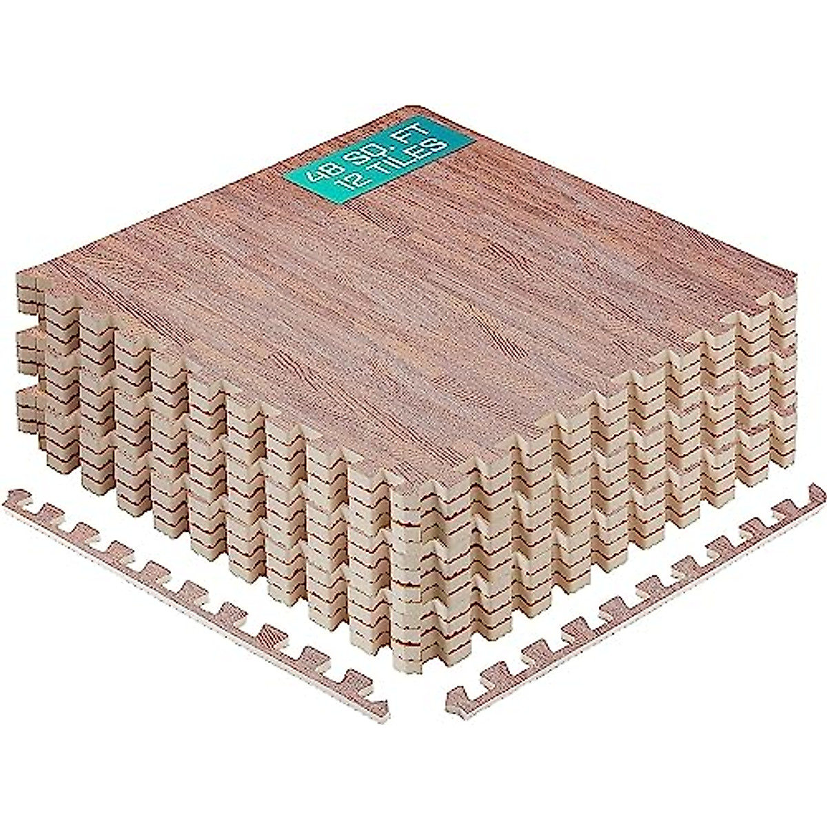 Yes4All Interlocking Foam Tiles, Non-Slip Foam Floor Tiles for Home Gym- Oak Wood Dark, 12 Tiles 24"x 24"x 7/16" Cover 48 Sqft