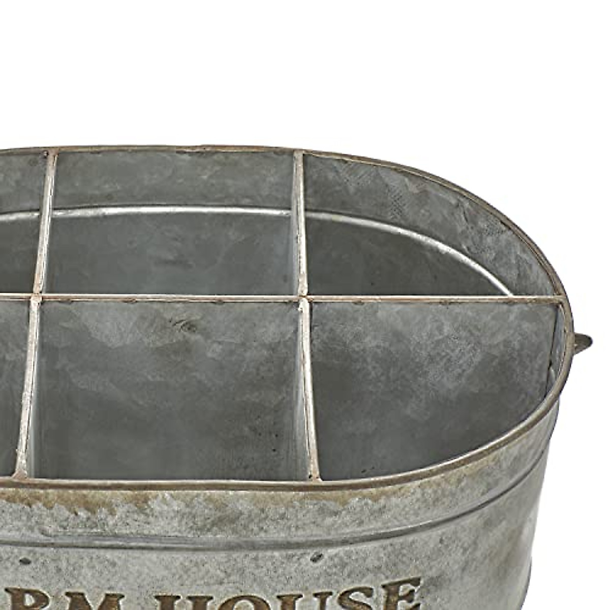 Deco 79 Metal Galvanized Farm House 6 Bottle Wine Holder, 13" x 9" x 7", Gray