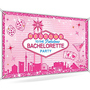Avezano Las Vegas Bachelorette Backdrop Welcome Tofabulous Las Vegas Bachelorette Party Decorations Banner Pink Casino Casino Theme Prom Bachelorette Banner Supplies Props 70.8 x 43.3 Inch