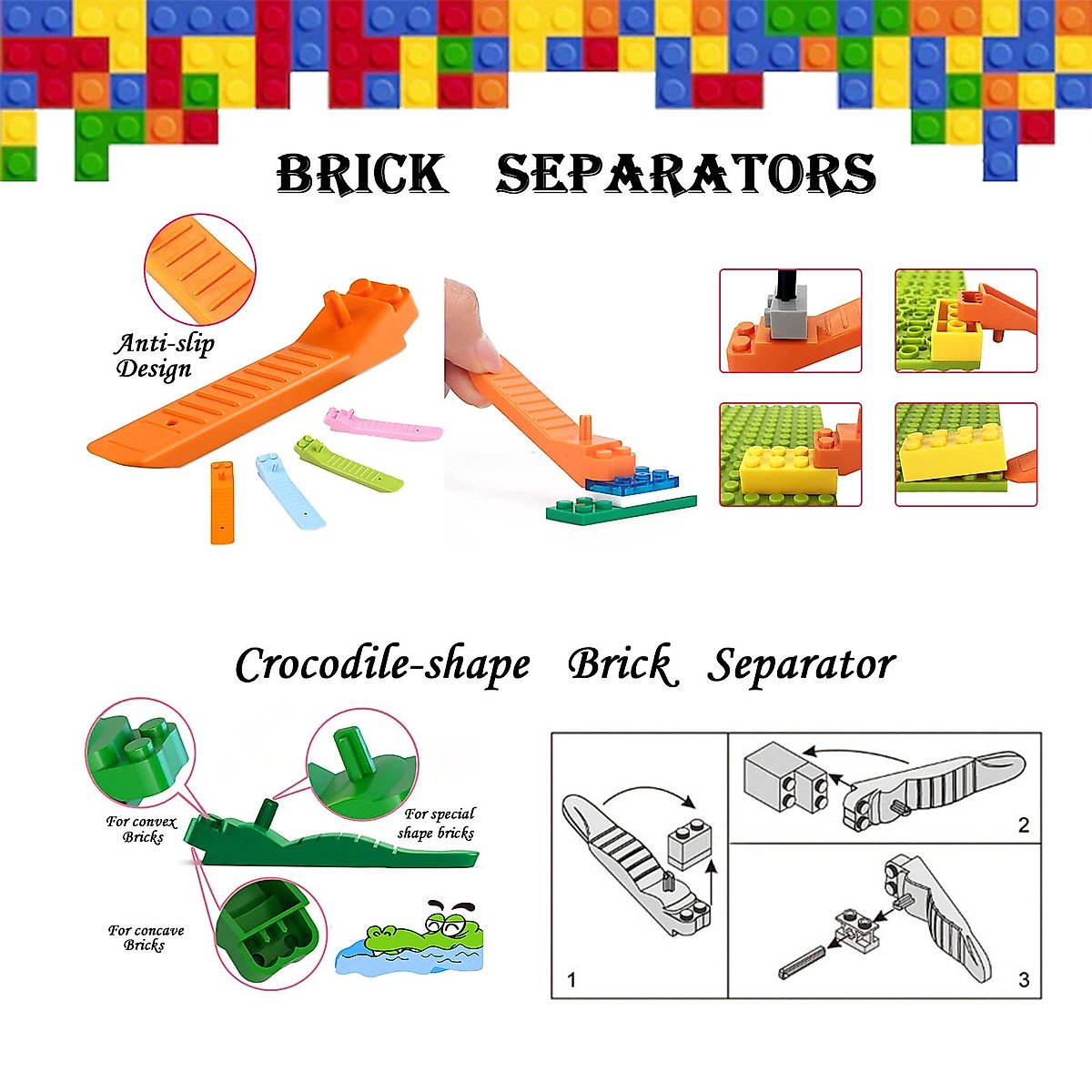 SIOYTOER Building Blocks Tool Kit Brick Separator Tools Compatible with Lego &Technic Mini Blocks Tool Set Multi-Functional Hammer Pliers Tweezers Finger Protectors with Tin Box (Blue)