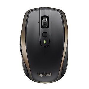 Logitech MX Anywhere 2 Wireless Mouse – Use On Any Surface, Hyper-Fast Scrolling, Rechargeable, for Apple Mac or Microsoft Windows Computers and laptops, Meteorite