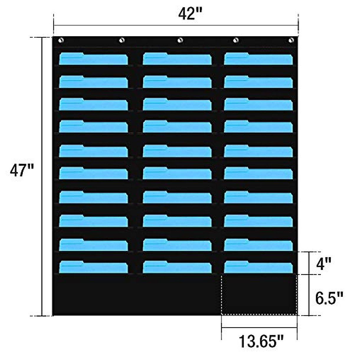 VNOM Classroom Mail Center Organization Storage Pocket Chart with 30 Pockets,Hanging Wall File Paper Folder Organizer Holder,5 Over Door Hangers Included,Perfect for Classroom Office Home School