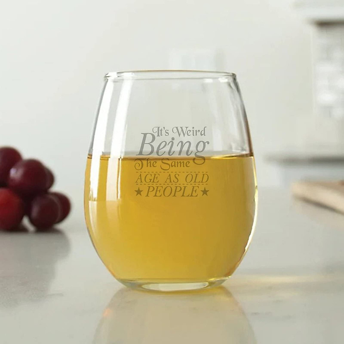 Funlucy 11 Oz Stemless Wine Glass It's Weird Being The Same Age As Old People Glass Drinking Glass Glassware for Red Or White Wine Cocktails Perfect For Homes & Bars Party Supplies Decorations