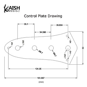 KAISH USA Specs Metal J Bass Control Plate Aluminum Anodized Jazz Bass JB Control Plate with 3/8" CTS Pot Holes for American/Mexican Jazz Bass Black