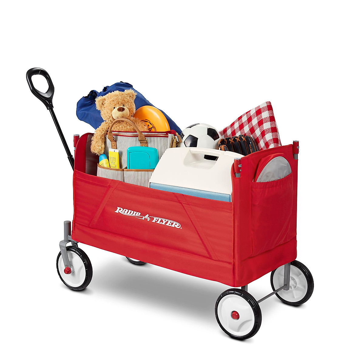 Radio Flyer 3957A EZ Wagon with Canopy, Folding Trolley for Kids, Garden and Cargo cart, Ages 1.5+, Red