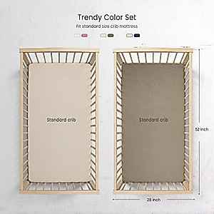 lulumoon Baby Muslin Crib Sheets - Toddler Cotton Fitted Crib Sheets Neutral for Boys and Girls 2Pack (Olive+Cream)