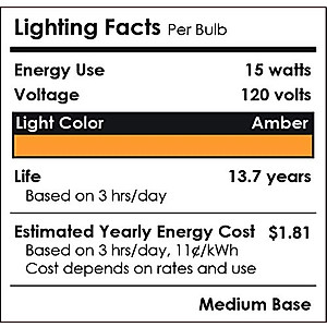 Sunlite 81479 LED PAR38 Colored Recessed Light Bulb, 15 watt (75W Equivalent), Medium (E26) Base, Floodlight, ETL Listed, Amber, 1 Pack