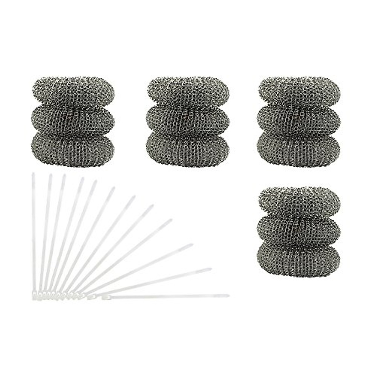 12 Pack of Washing Machine Lint Traps. Comes with 12 Ties. Attach to Your Washer Sink Hose and Allow the Metal Mesh Trap to Filter the Laundry Water. Stainless Steel and Rust Proof.