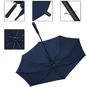 TOPULORS 43 In Long Stick Umbrella for Men and Women, Automatic Open, Double Strong Umbrella Bone for Outdoor Use, Rain & Wind Resistant Umbrellas-Purplish Blue