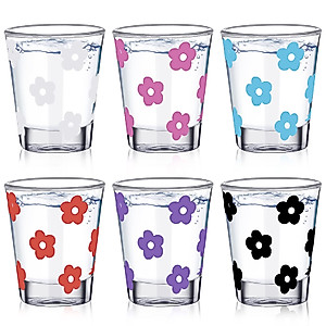 Roshtia 6 Pcs 1.5 oz Cute Shot Glasses Bulk Tequila Shot Glasses Daisy Funny Shot Glasses Glass Shot Cups for Vodka Whiskey Espresso Birthday Bachelorette Party Bride Shower Gifts