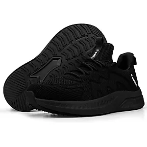 Feethit Running Shoes for Women Workout Sneakers with Breathable Mesh Lightweight Wide Walking Shoes for Tennis Gym Travel Work Black Size 9.5