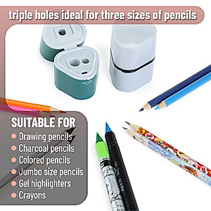Mr. Pen- Pencil Sharpener for Colored Pencils, 3 Pack, 3 Hole, Pencil Sharpener Manual, Art Pencil Sharpeners, Jumbo Pencil Sharpener, Artist Pencil Sharpener, Colored Pencil Sharpener