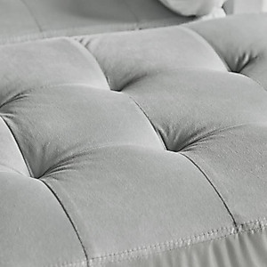 wirrytor Modular Sectional Sofa, Velvet U Shaped Couch, Modular Sectional with Reversible Ottomans for Living Room, Grey