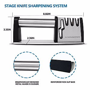 Knife Sharpeners,4 in 1 Kitchen Knife and Scissors Sharpener,Grind and Polish Knife Accessories,Manual Knife Sharpener for Ceramic and Steel Knives,Scissors,Outdoor Knives.