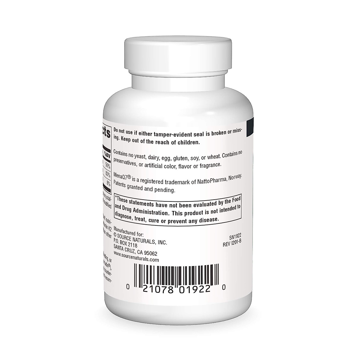 Source Naturals Vitamin K2 + D3 Bone & Heart Health Complex - 400 IU Vitamin D3 & 100 mcg Vitamin K2 (MK-7) with Calcium - 60 Tablets