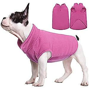 FUAMEY Dog Fleece Vest,Warm Sweatshirt Puppy Stretchy Sweater Pullover Dog Turtleneck Coat Dog Winter Jacket with Leash Hole,Doggie Dachshund Sweaters Yorkie Clothes for Small Medium Dogs Pink S
