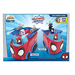 Marvel Spidey and His Amazing Friends Web Spinning Hauler - 8-Inch 3-in-1 Transforming Vehicle - Toys Featuring Your Friendly Neighborhood Spideys