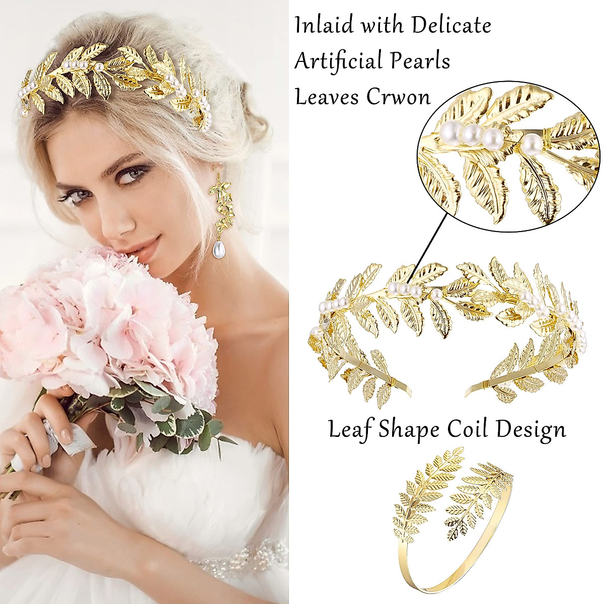 FASACCO Goddess Costume Greek Goddess Accessories Toga Costume Cleopatra Costume for Women