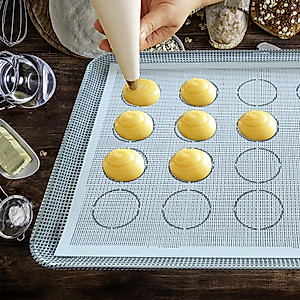 Firsmat 2 Pk Perforated Eclair Mesh Mat Silicone baking mats for Bread Tartlets Cookies Oven Sheets (11-4/5" x 15-3/4")