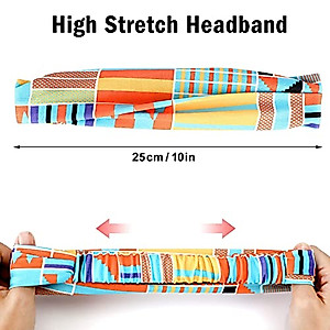 SATINIOR 6 Pieces African Headband Boho Print Headband Yoga Sports Workout Hairband Elastic Twisted Knot Turban Headwrap for Women Girls Hair Accessories (Bohemia Prints)