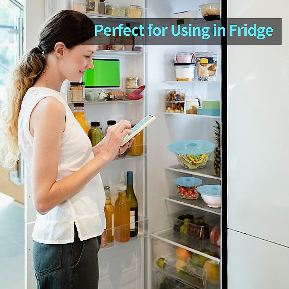 Silicone Lids for Food Storage - Silicone Bowl Covers BPA Free Silicone Suction Lids Silicone Microwave Cover Silicone Pot Covers for Cups Pots Pans Oven Fridge